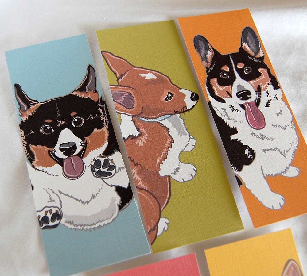 Colorful Corgi Bookmarks Eco-friendly Set of 5 - Etsy
