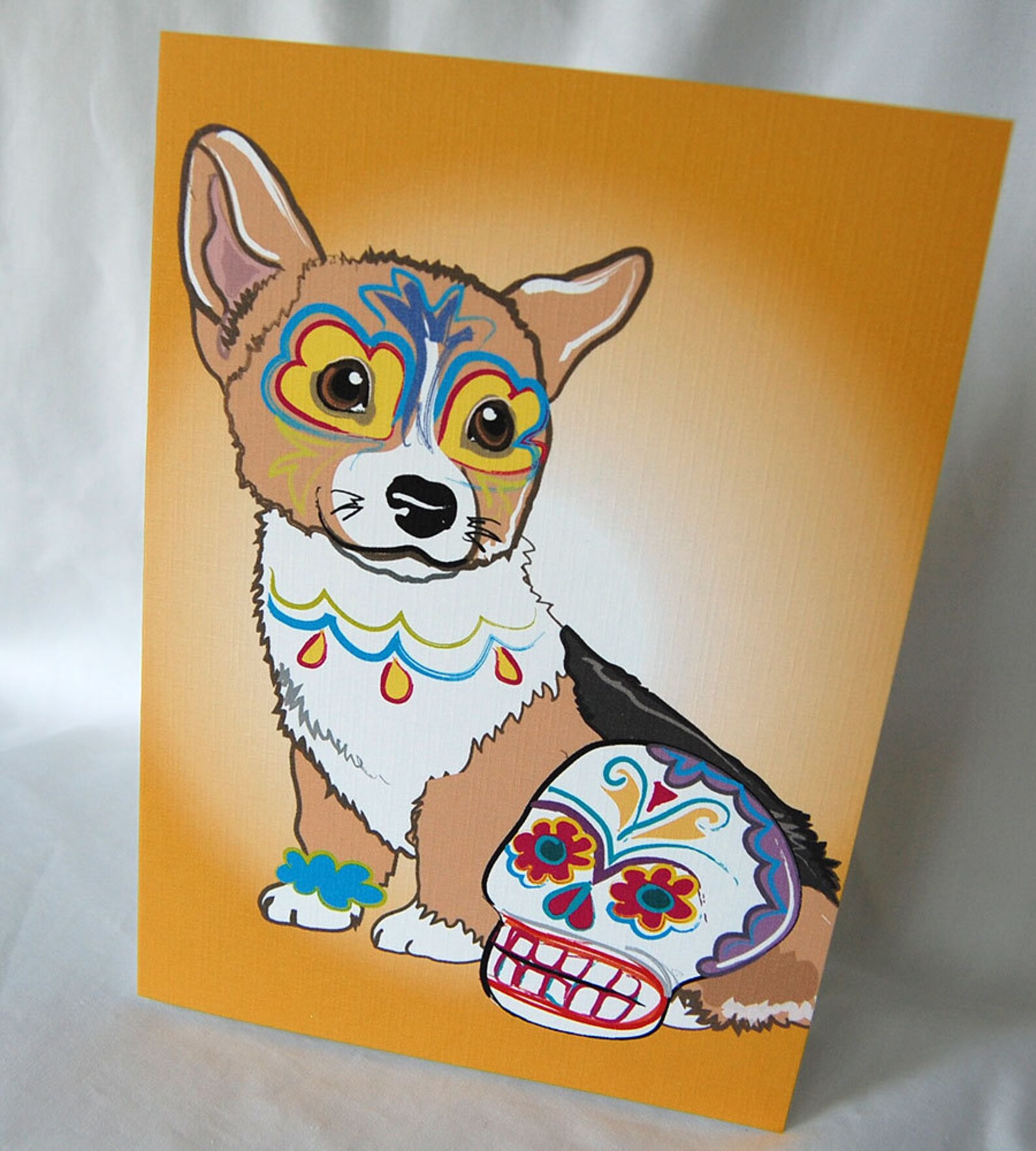 Day of the Dead Corgi Greeting Card - Etsy
