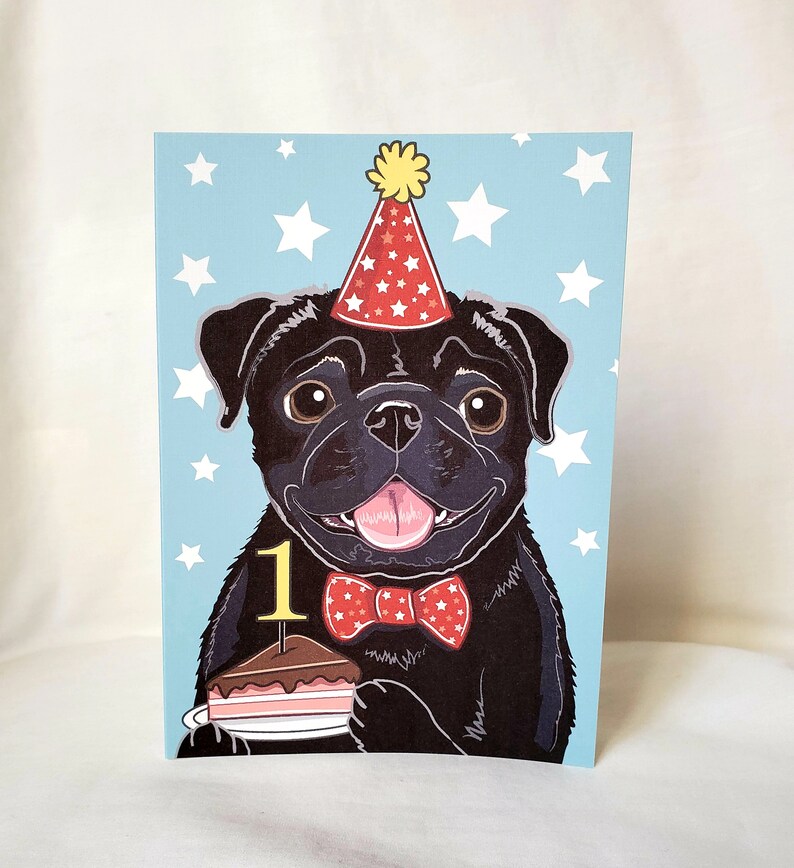 Custom Birthday Pug Greeting Card Customize With Your Candle - Etsy