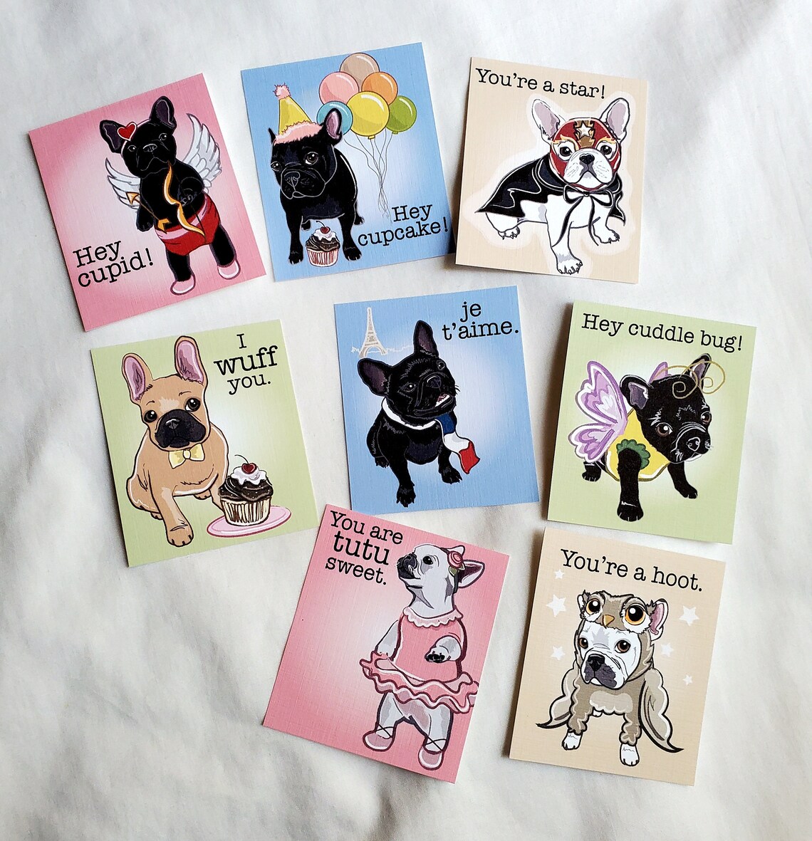 Frenchie Valentines Candy Colors Mini Eco-friendly Set of - Etsy