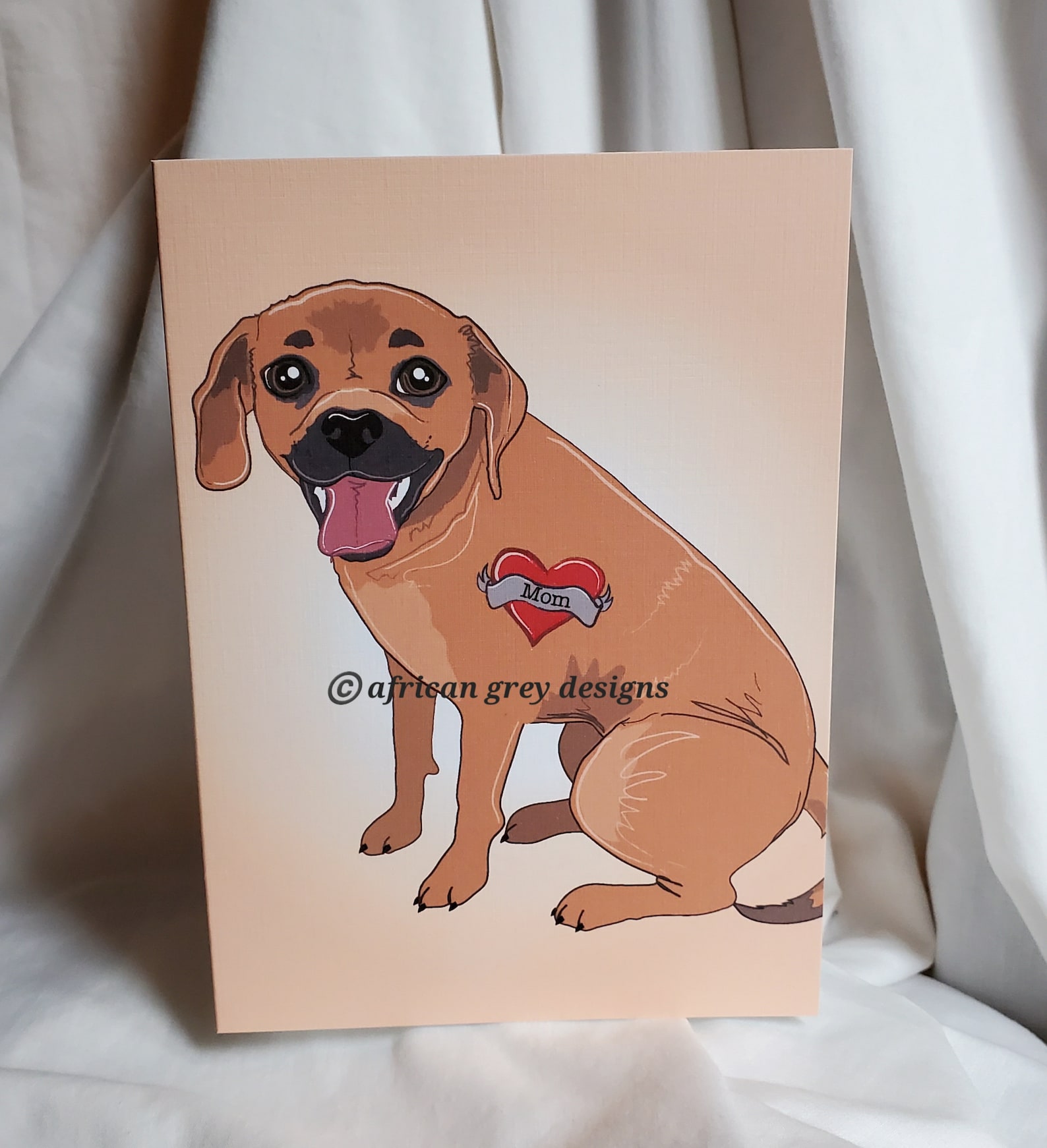 Custom Puggle Tattoo Greeting Card - Etsy