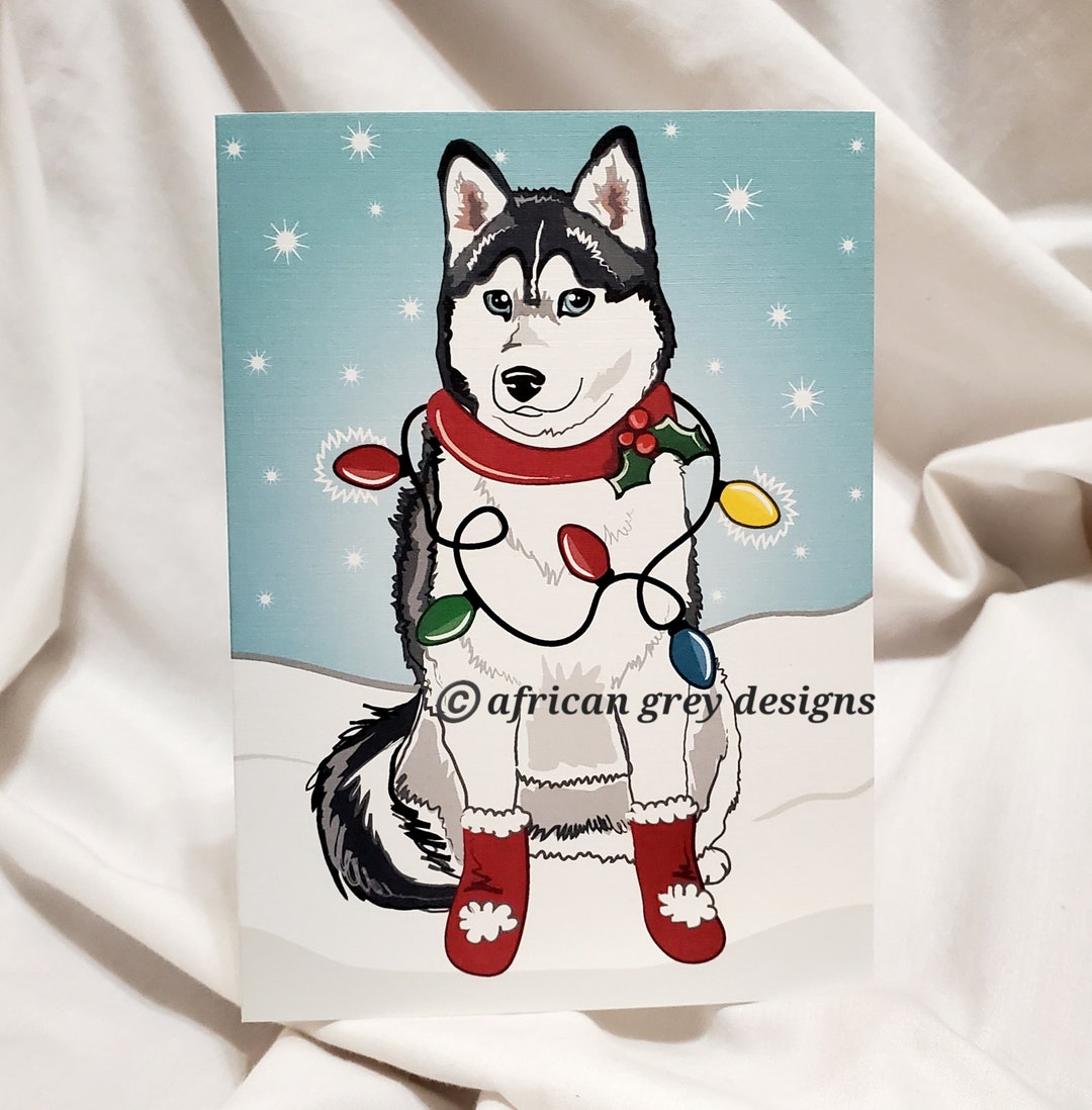 Christmas Husky Greeting Card - Etsy