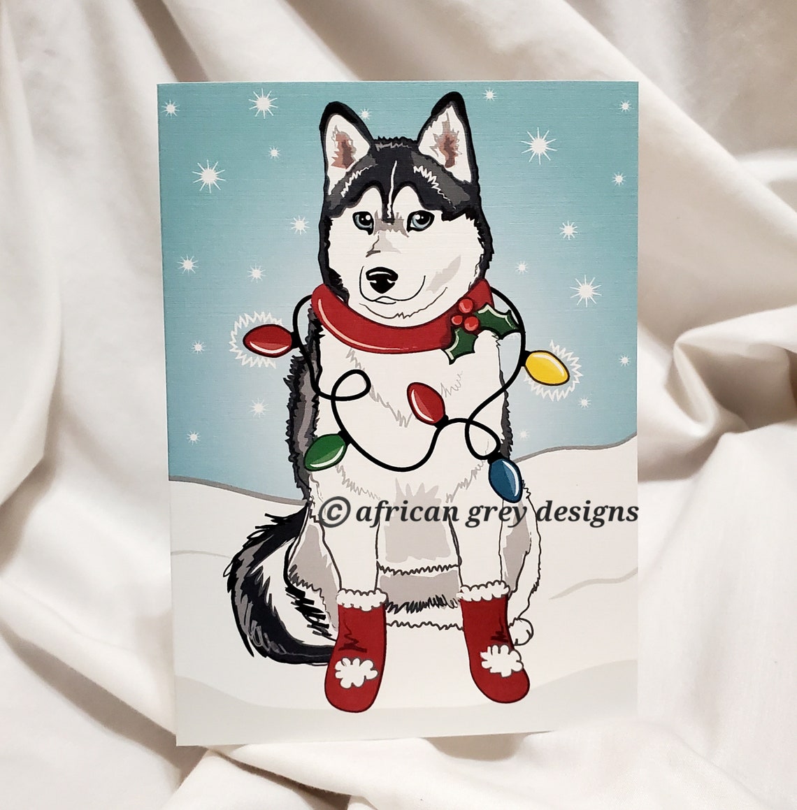 Christmas Husky Greeting Card - Etsy