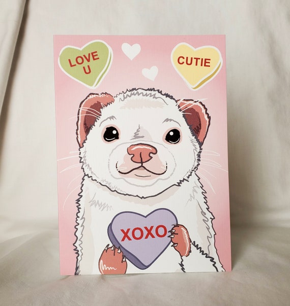 White Ferret Valentine Greeting Card | Etsy