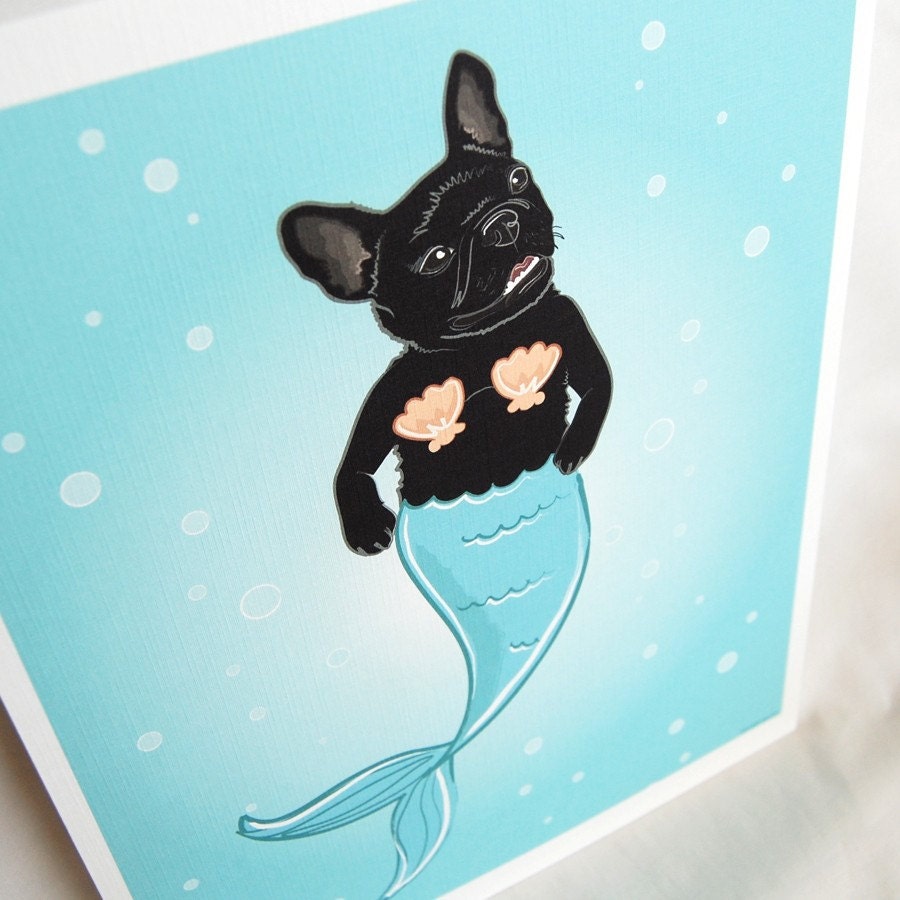 French Bulldog Mermaid Eco-friendly 8x10 Print on Recycled - Etsy