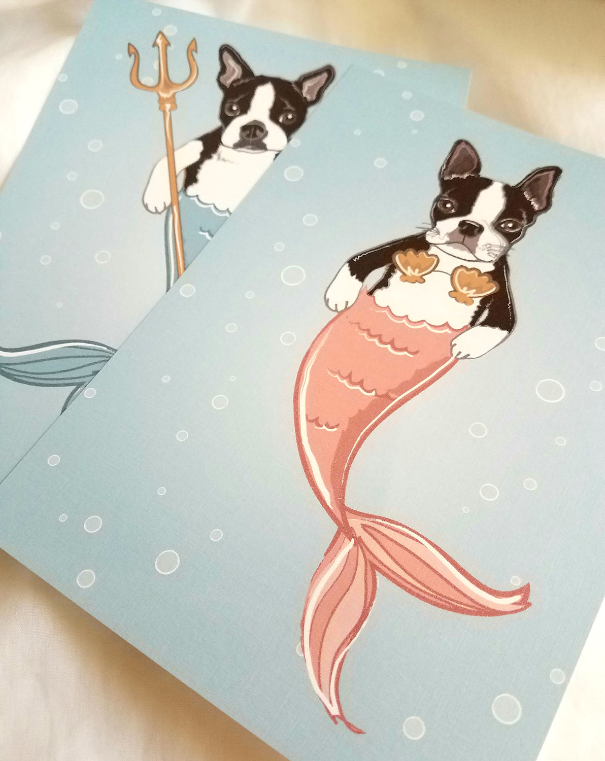 Boston Terrier Merdog Prints 5x7 Eco-friendly Pair | Etsy
