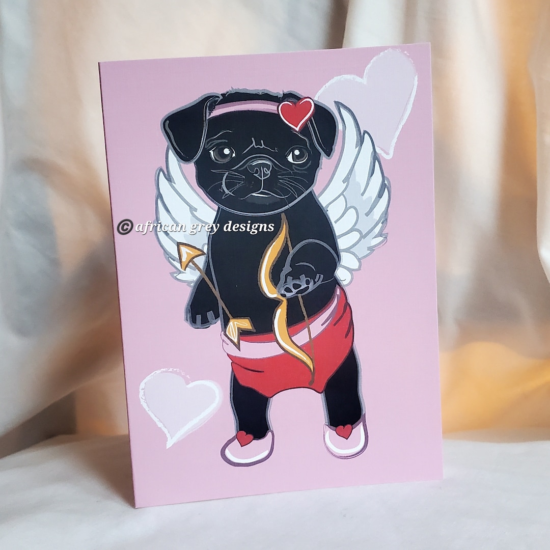 Cupid Pug Greeting Card - Etsy