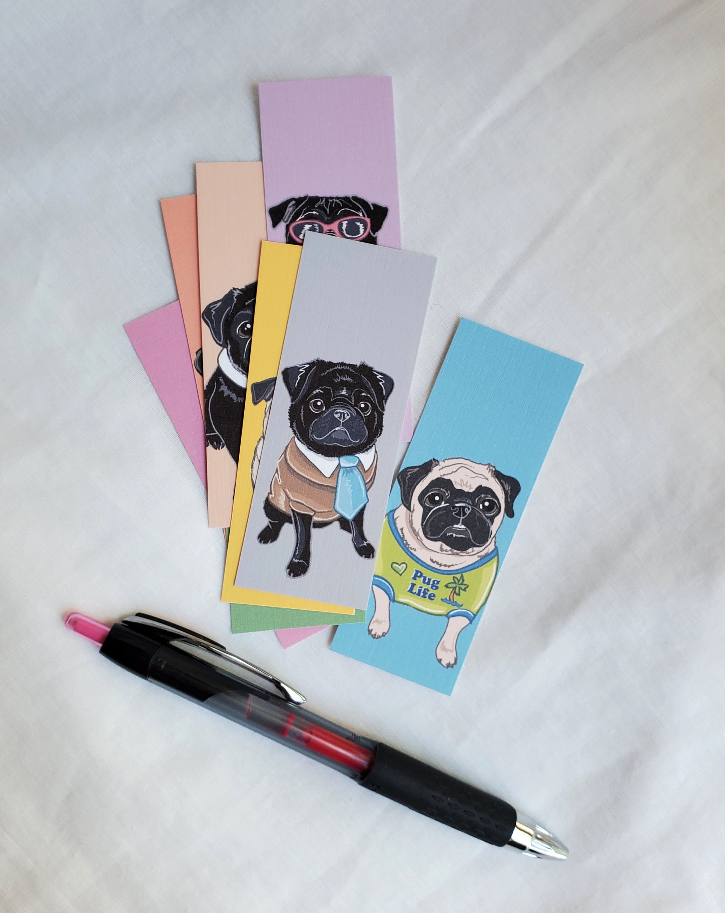 Mini Pug Bookmarks Eco-friendly Set of 8 | Etsy