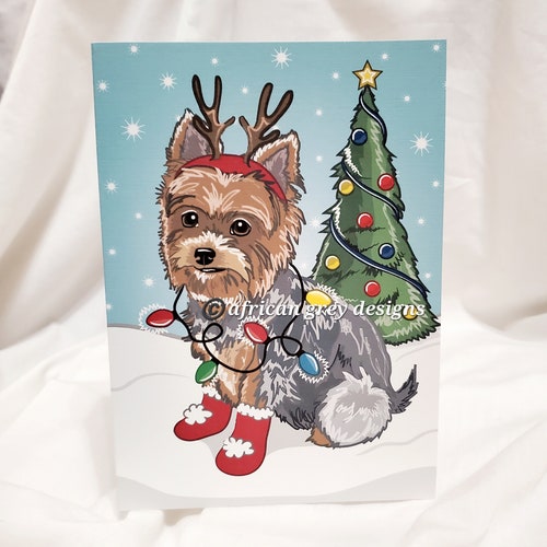 Yorkshire Terrier Christmas Card Yorkie Card Yorkie Holiday - Etsy