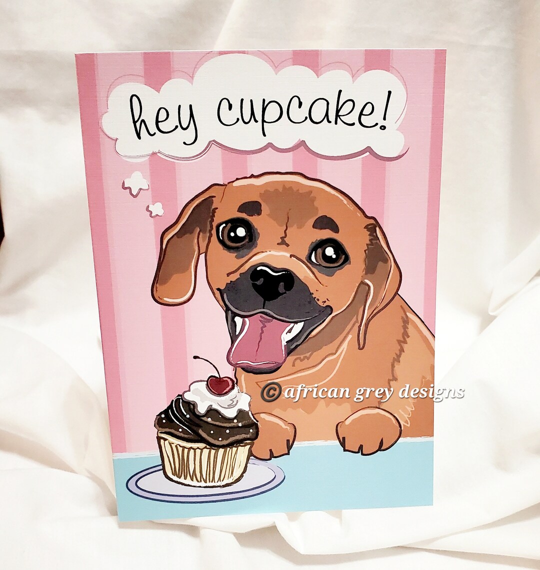 Puggle Cupcake Greeting Card - Etsy