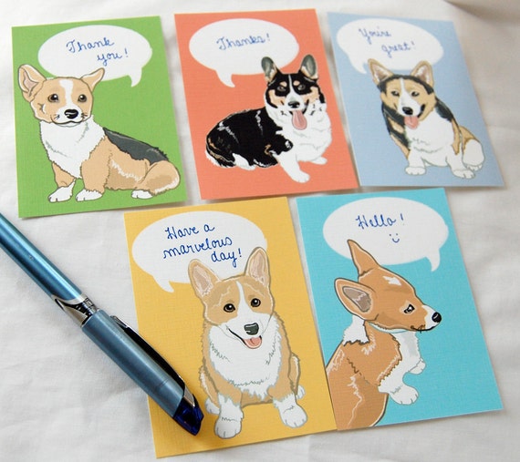 Corgi Mini Notecards Blank Conversation Bubbles - Etsy