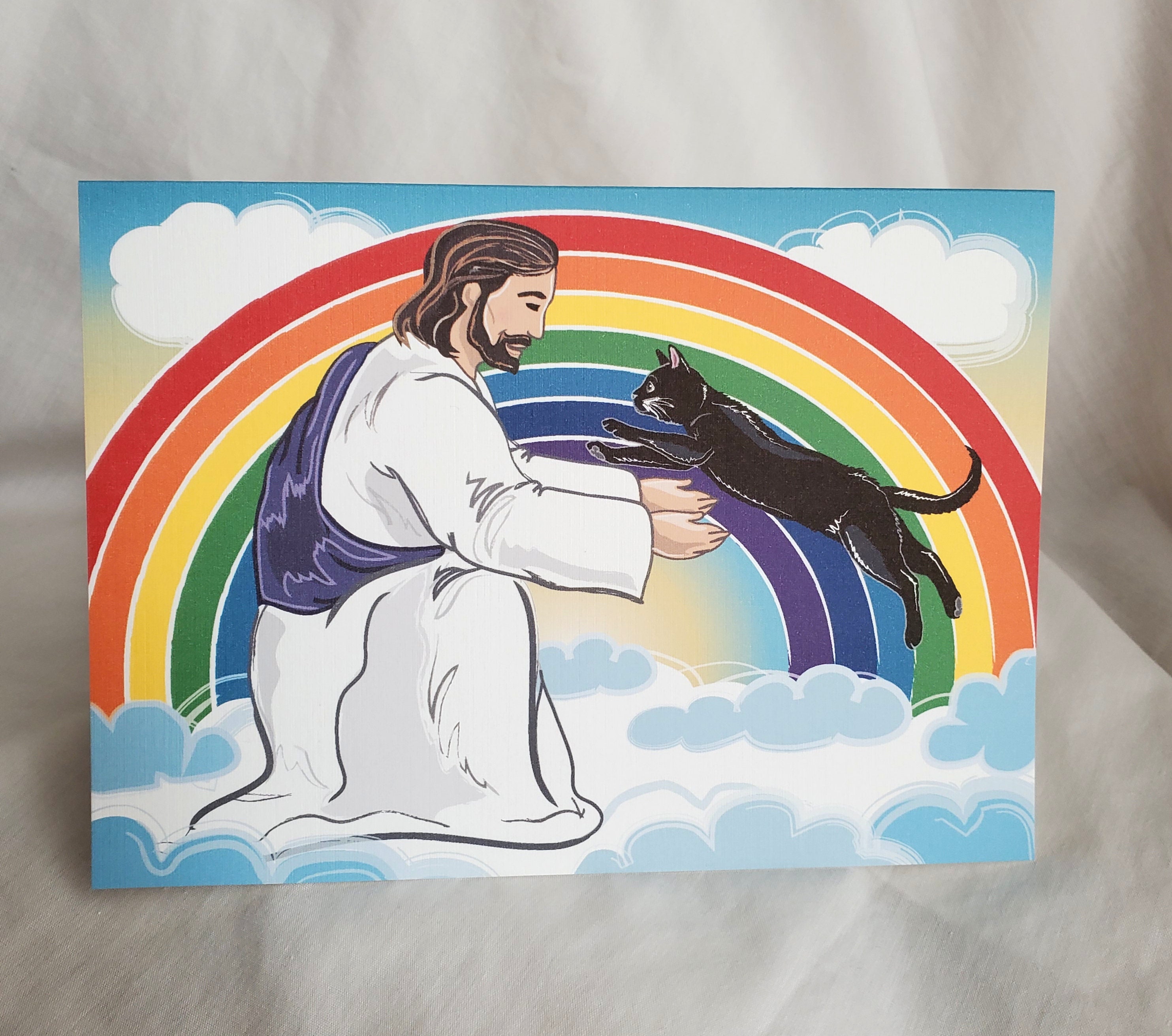 Heavenly Cat Greeting Card Choose Your Fur Color | Etsy