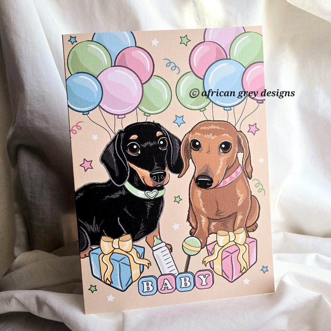 Baby Shower Dachshund Greeting Card - Etsy
