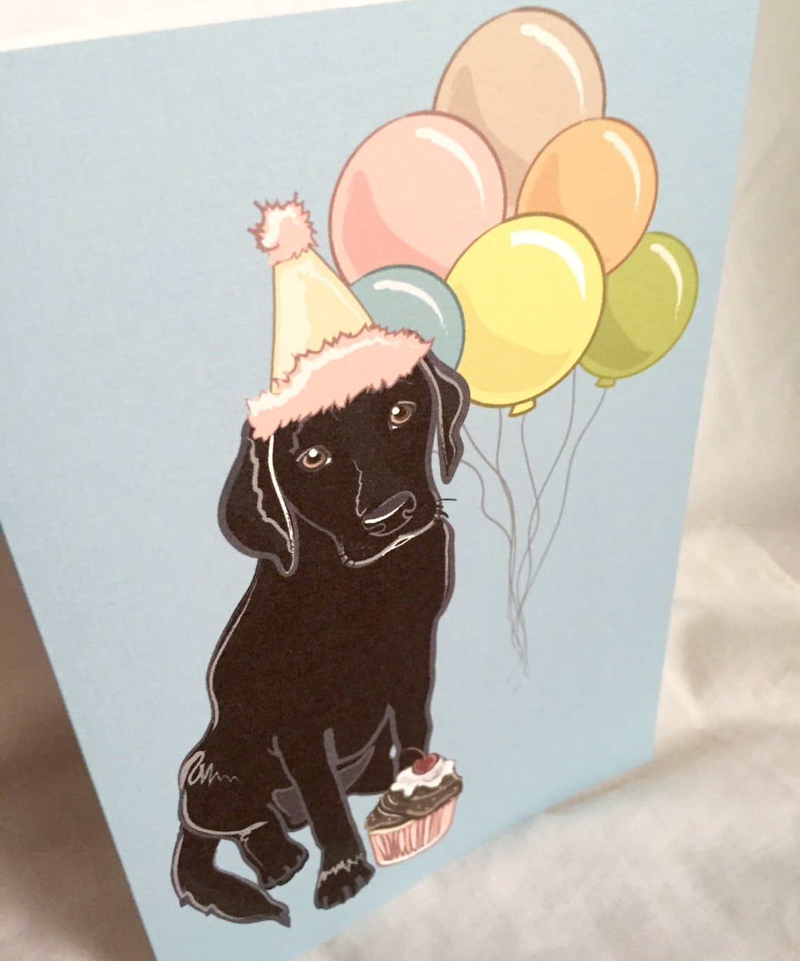 Black Lab 'n Balloons Greeting Card | Etsy