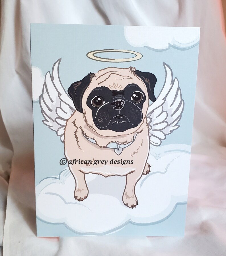 Angel Pug Greeting Card - Etsy