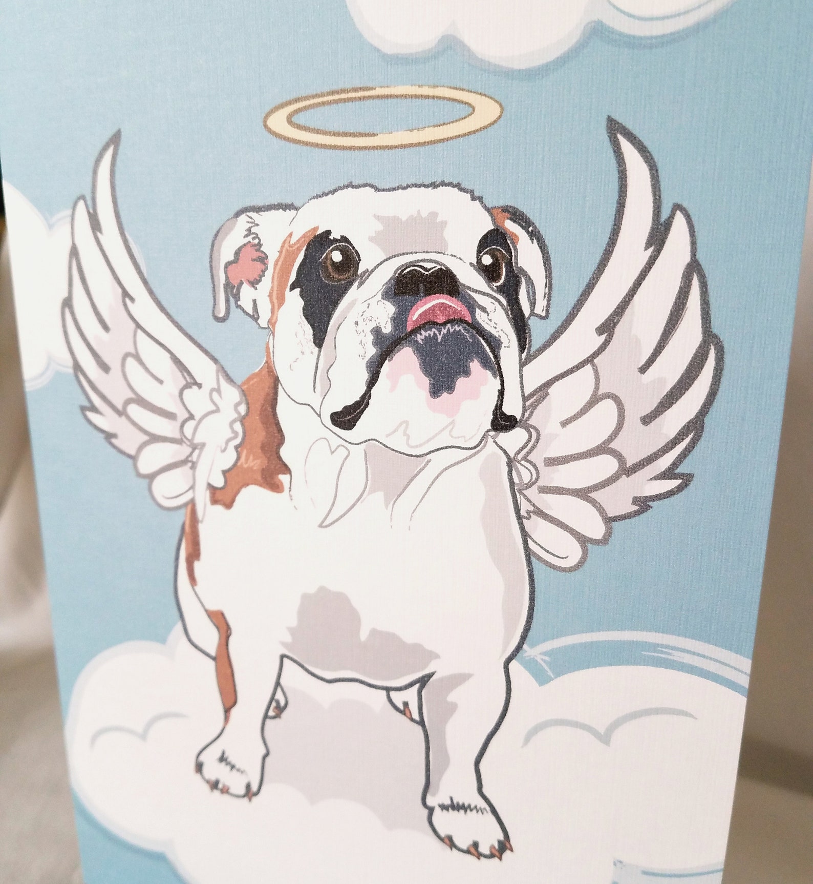 Angel English Bulldog Greeting Card White Bulldog | Etsy