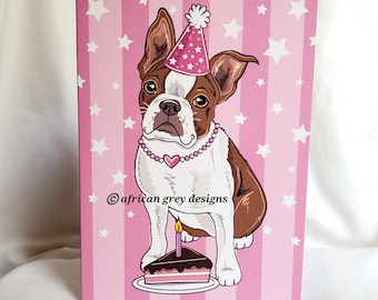 Boston Terrier Greeting Birthday Card - Etsy