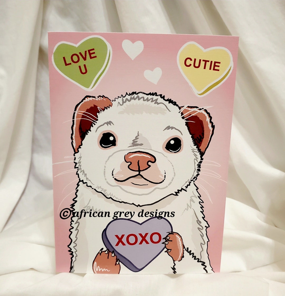 White Ferret Valentine Greeting Card - Etsy