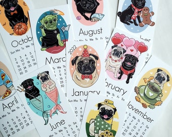 Pug Calendar | Etsy