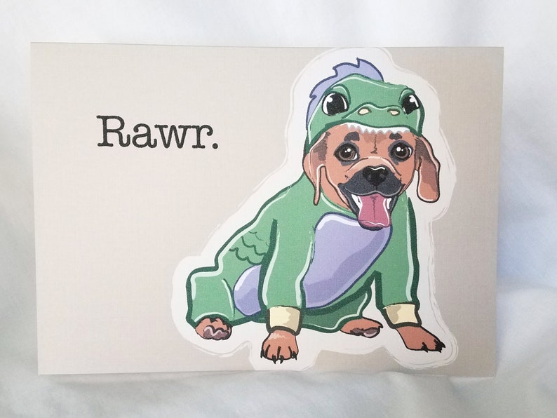 Dragon Puggle Greeting Card | Etsy
