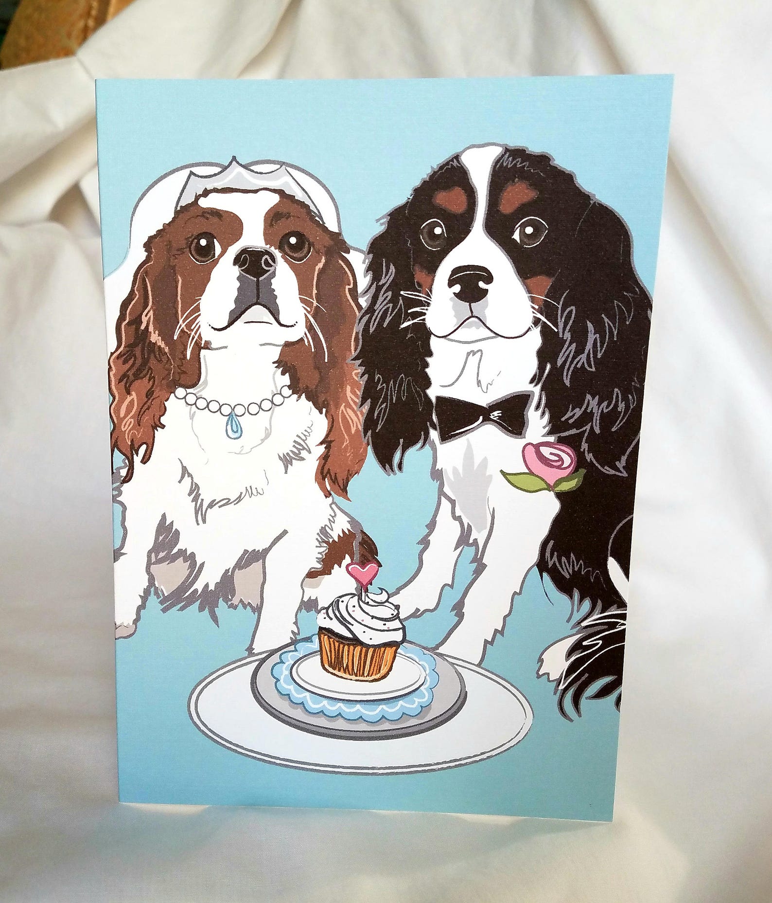 Wedding Cavalier King Charles Spaniels Greeting Card | Etsy