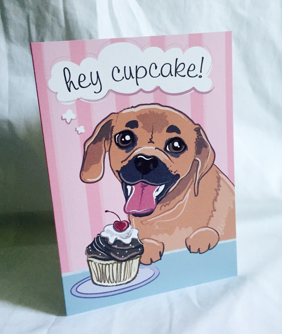 Puggle Cupcake Greeting Card | Etsy