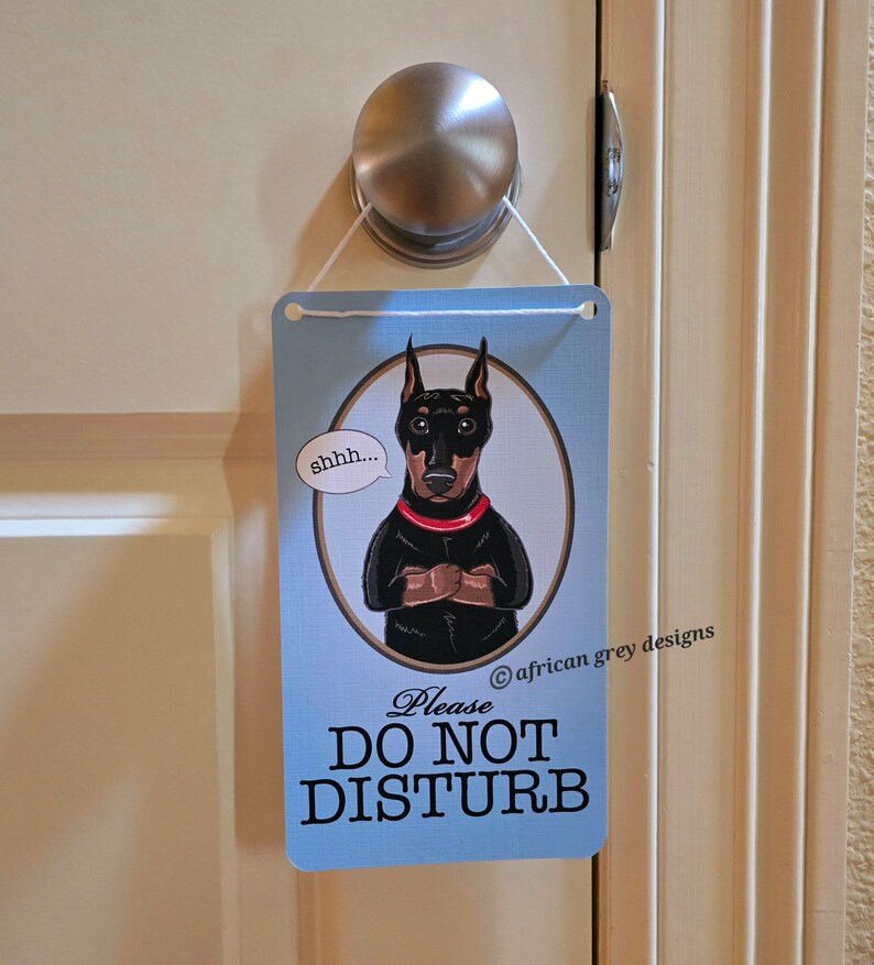 Doberman Do Not Disturb Sign - Printed on Recycled Linen Paper - Etsy