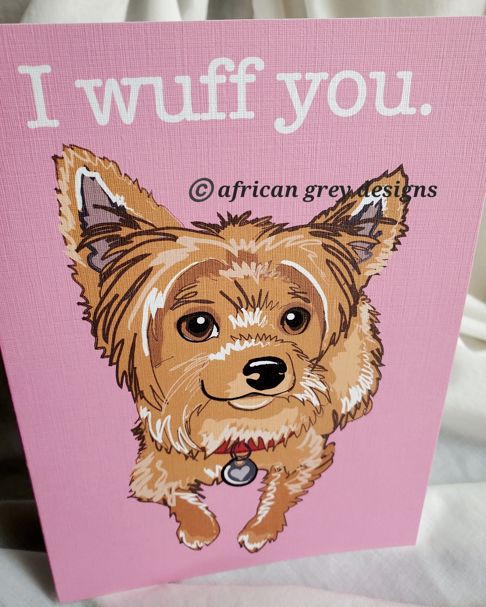 Wuff You Yorkshire Terrier Greeting Card - Etsy