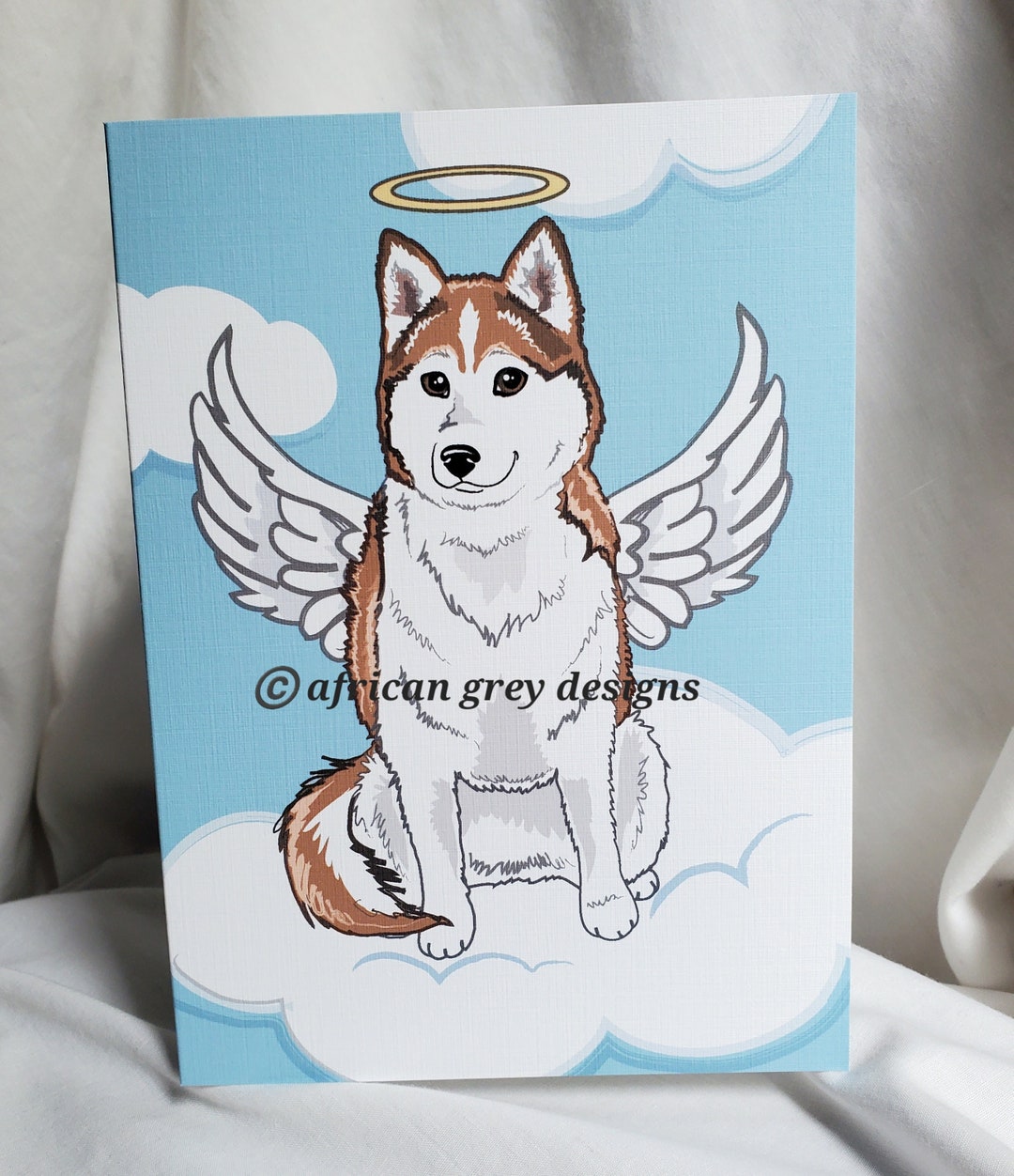 Angel Red Siberian Husky Greeting Card - Etsy