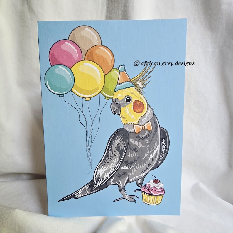 Cockatiel Birthday Greeting Card - Etsy