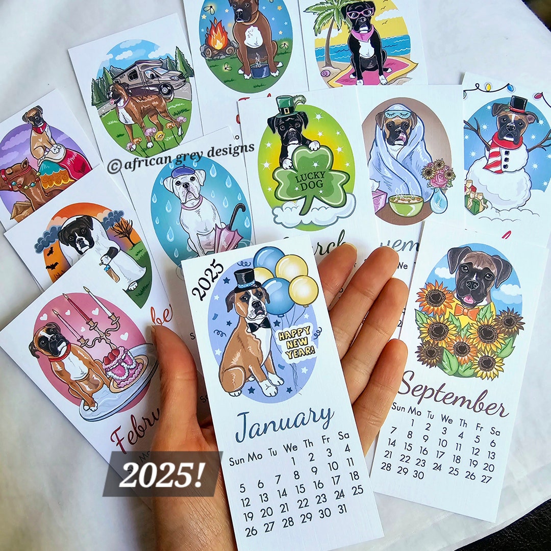 2025 Boxer Calendar Mini Desk Size Printed on Recycled Linen Paper ...
