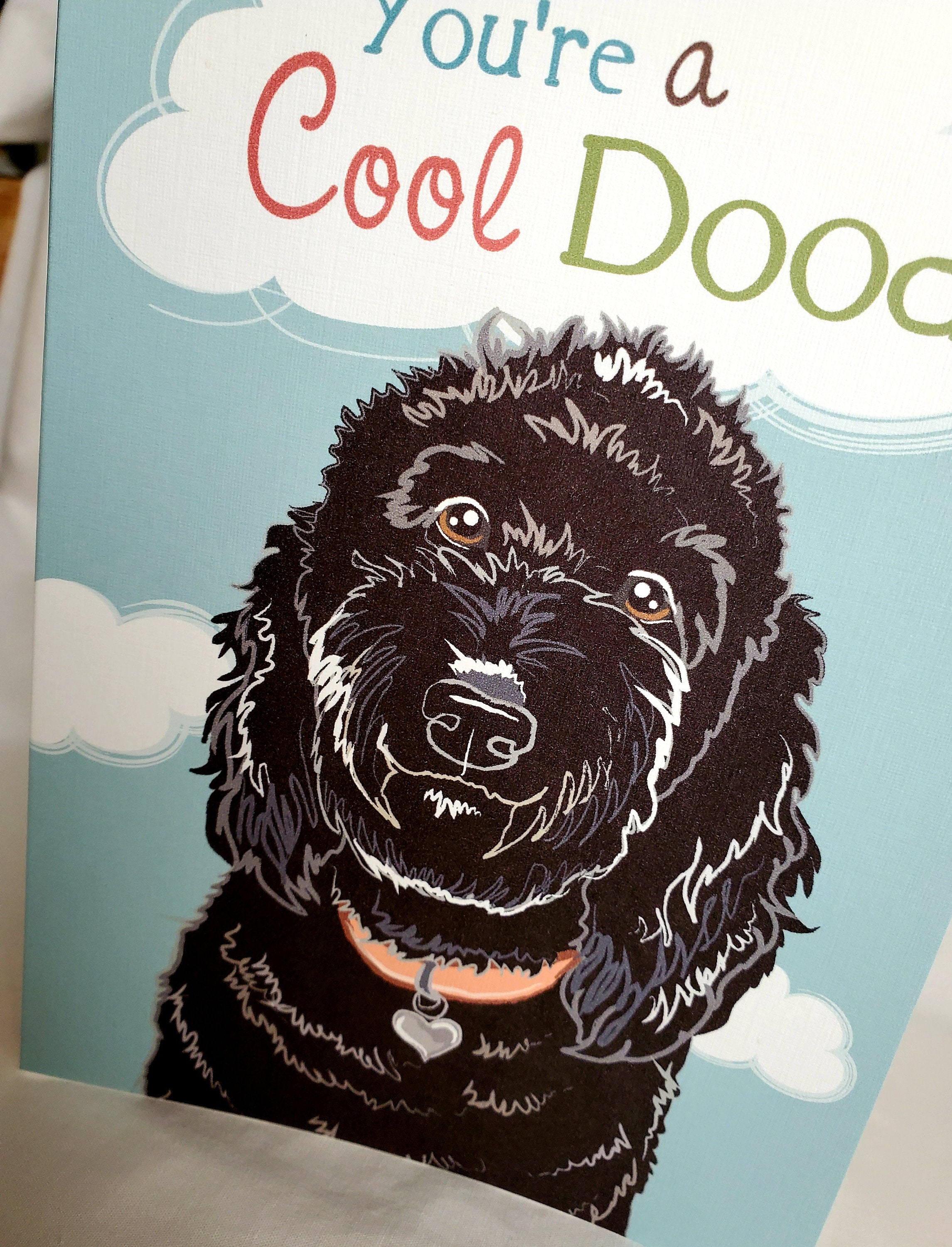 Cool Black Labradoodle Greeting Card | Etsy
