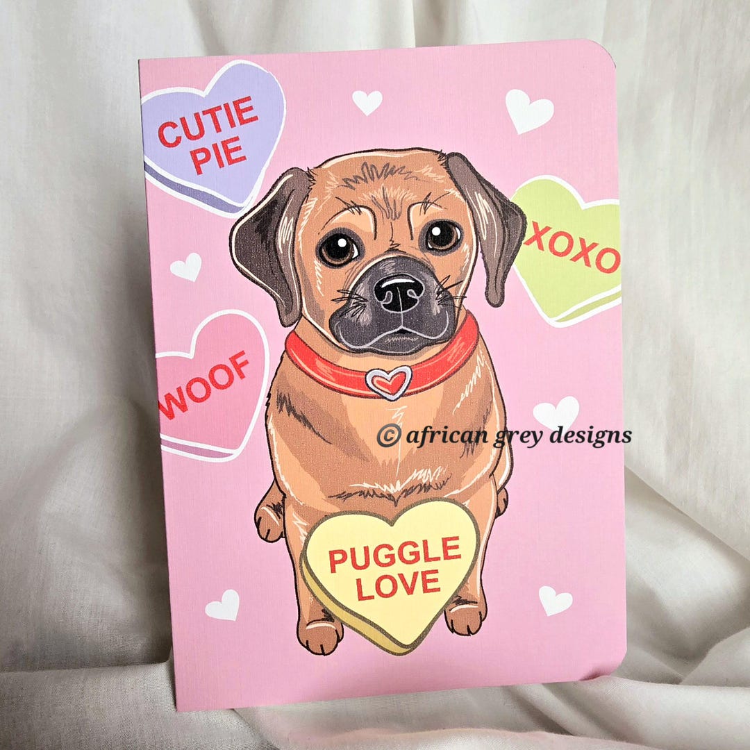 Puggle Conversation Hearts Greeting Card - Etsy