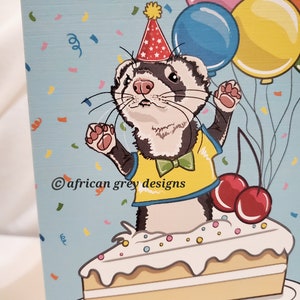 Ferret 'n Birthday Cake Greeting Card - Etsy