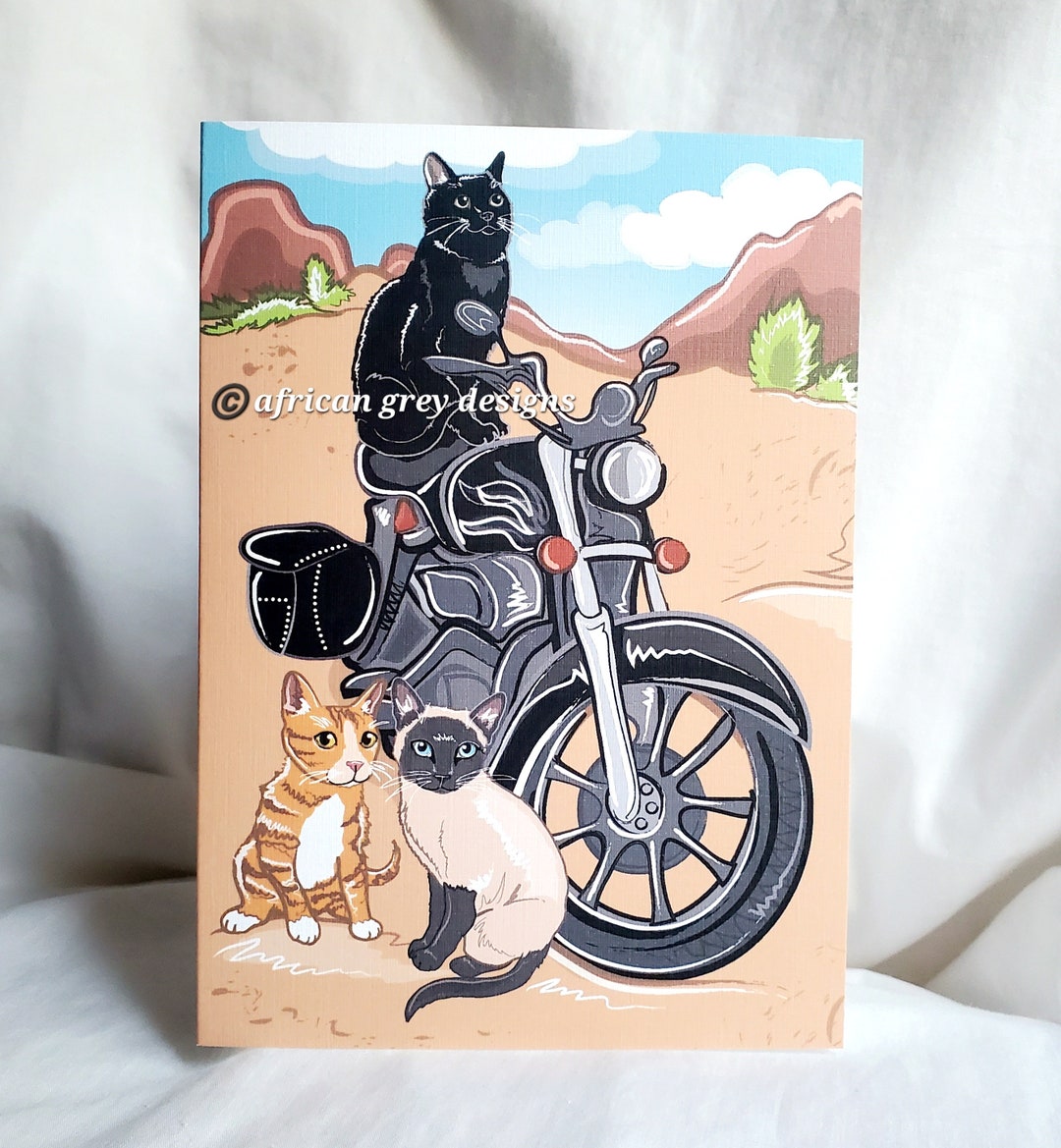 Motorcycle Cats Greeting Card - Etsy