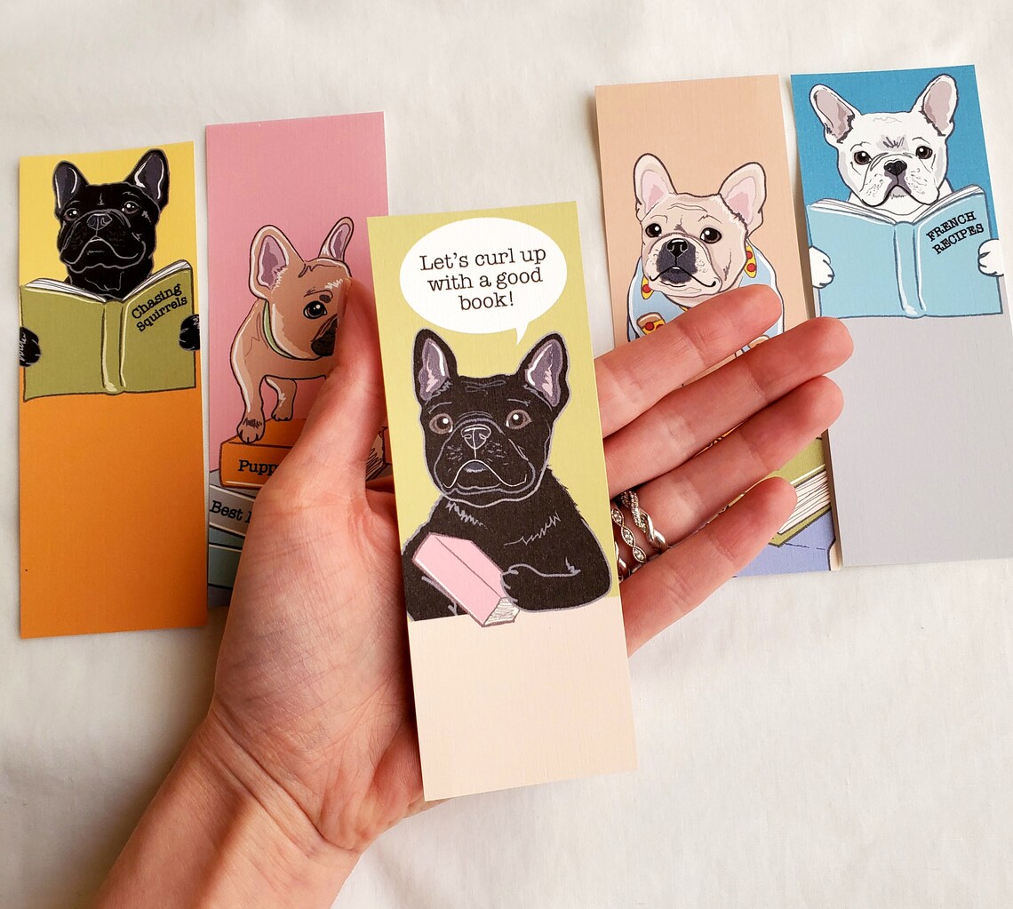 Bookworm French Bulldog Bookmarks Eco-friendly Set of 5 on | Etsy