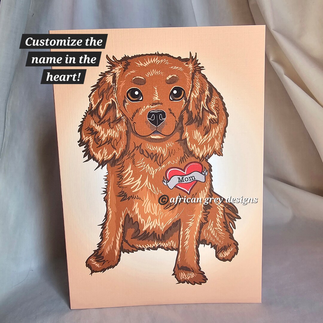 Ruby Cavalier King Charles Spaniel Tattoo Greeting Card - Customized ...