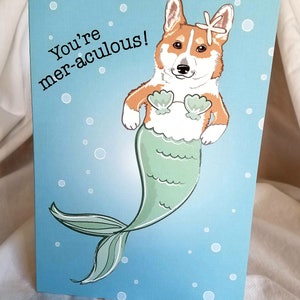 Mermaid Corgi Greeting Card - Etsy