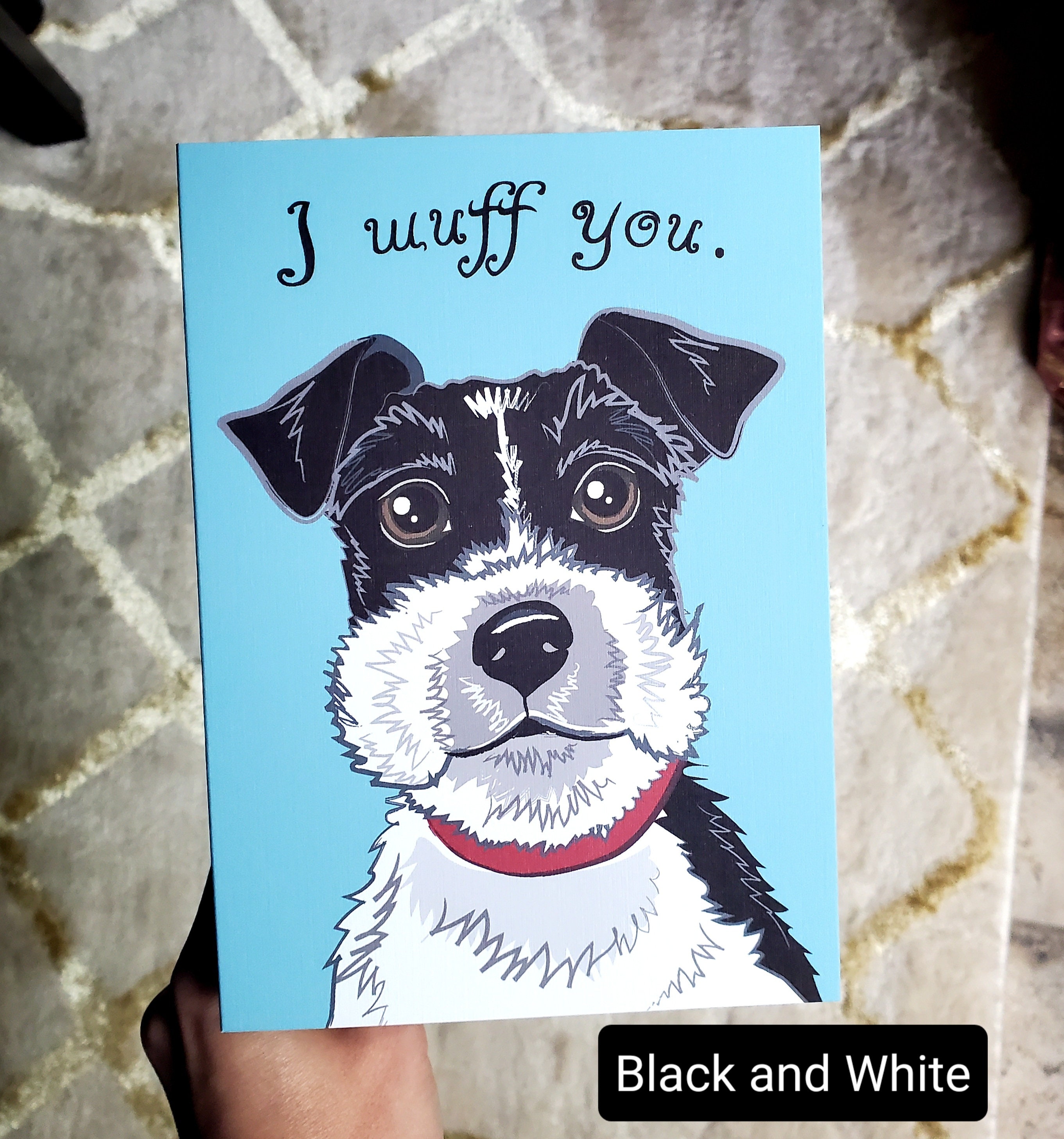 Schnauzer Wuff You Greeting Card | Etsy