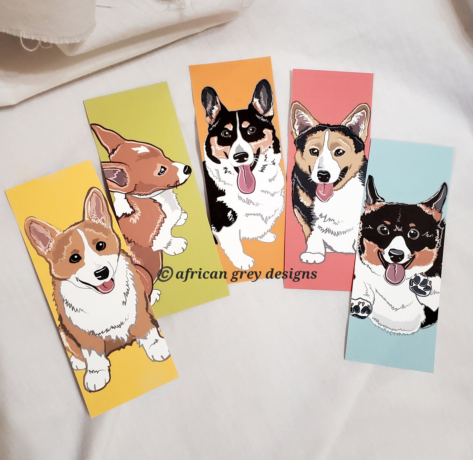 Colorful Corgi Bookmarks Eco-friendly Set of 5 Printed on - Etsy