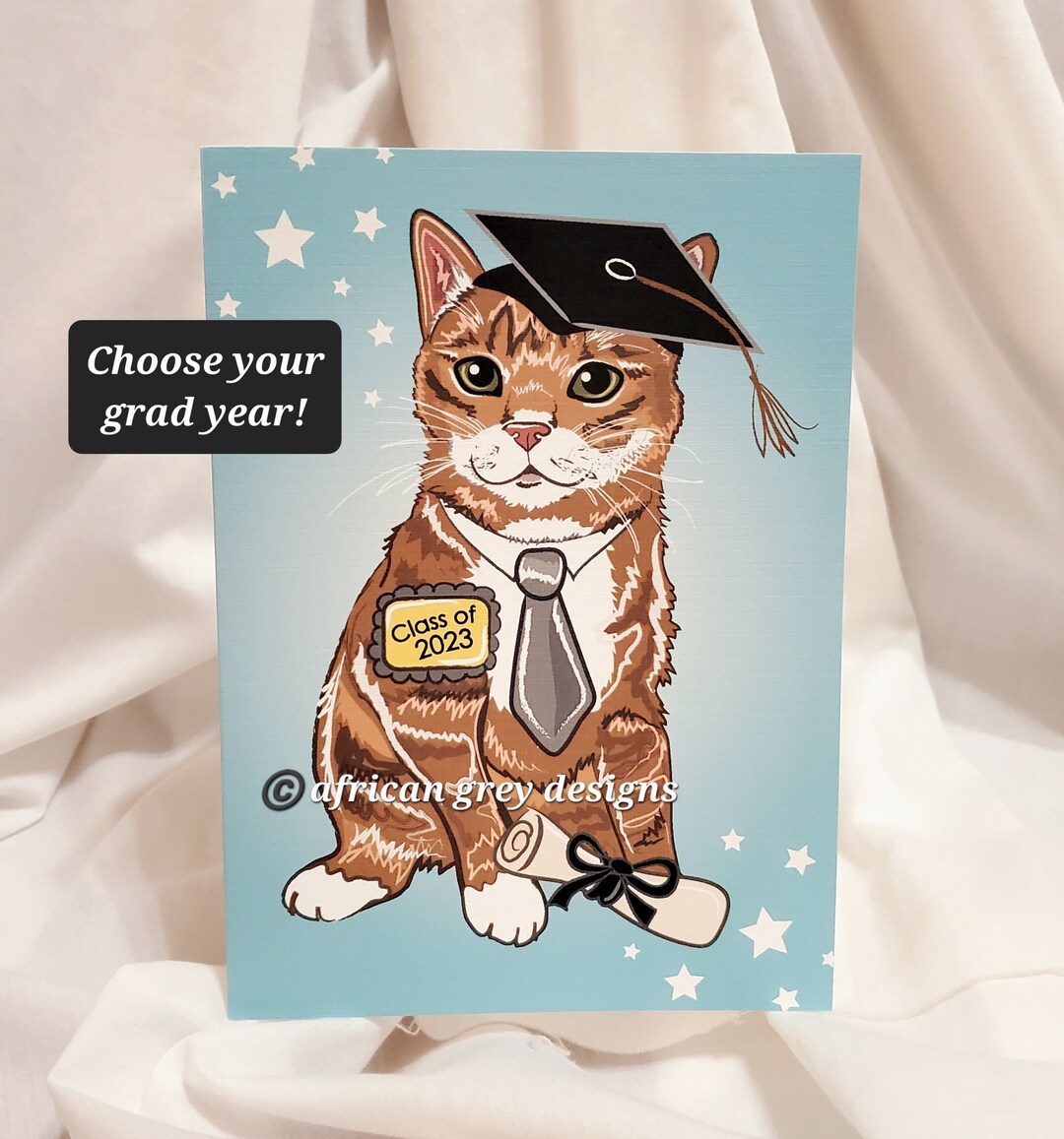 Orange Tabby Cat Graduation Greeting Card - Etsy