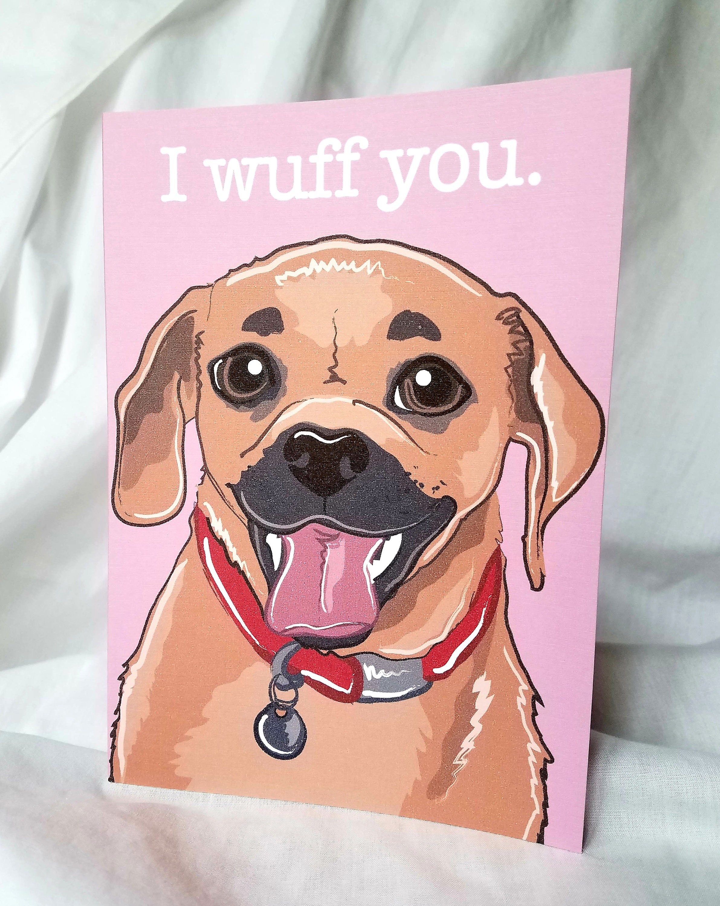 Puggle Wuff You Greeting Card | Etsy