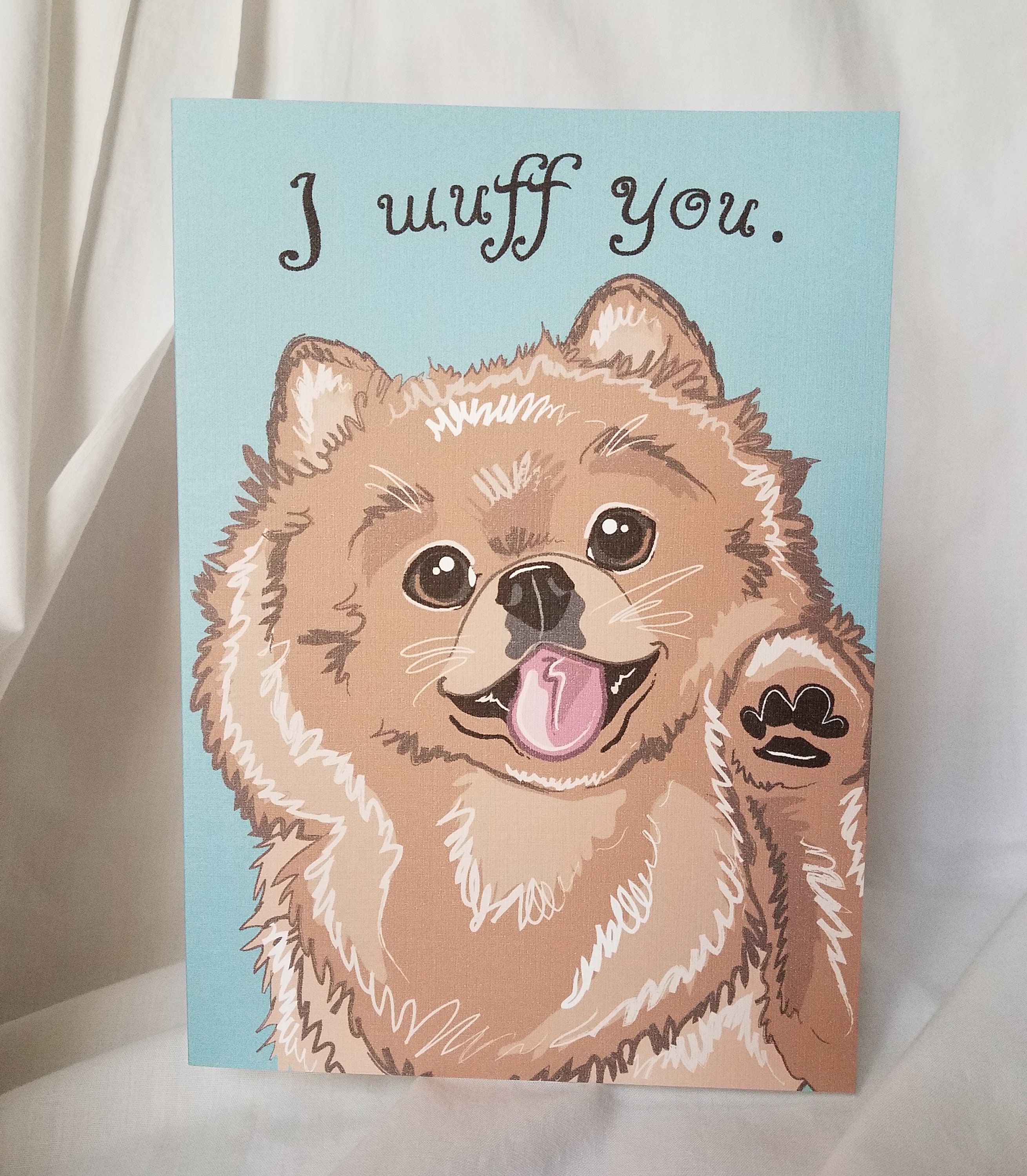 Pomeranian Wuff You Greeting Card | Etsy