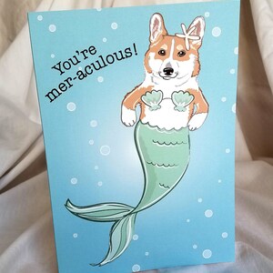 Mermaid Corgi Greeting Card - Etsy