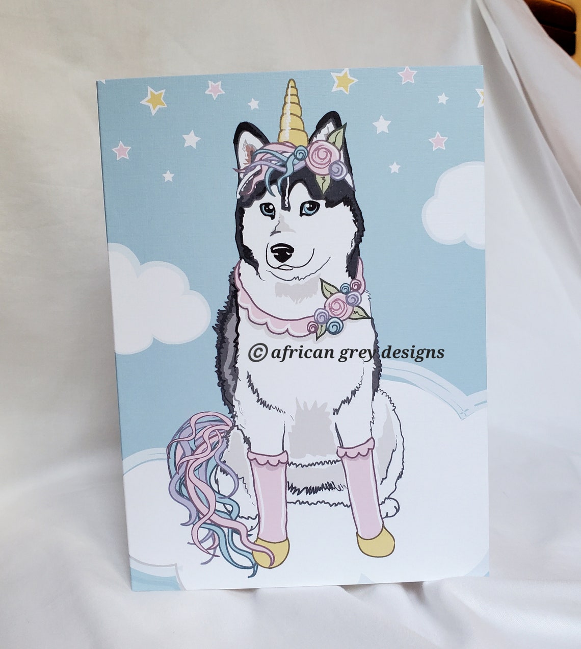 Unicorn Siberian Husky Greeting Card - Etsy