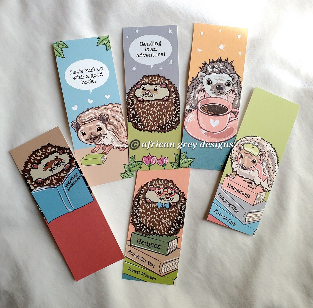 Hedgehog Bookmarks - Eco-friendly Set of 6 on Recycled Linen Paper - Etsy
