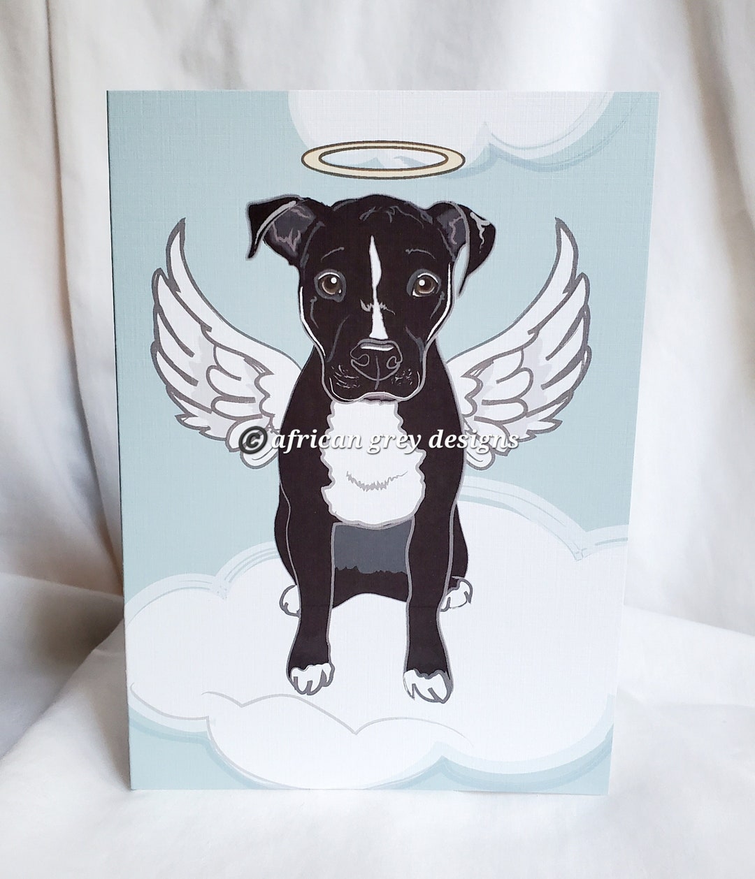 Angel Pit Bull Greeting Card - Black Fur - Choose Your Style - Etsy
