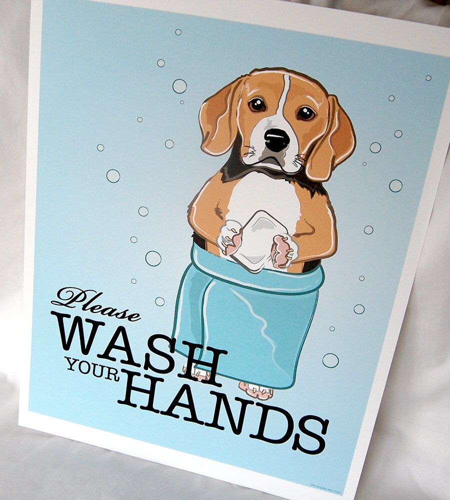 Beagle Wash Your Hands Print Eco-friendly 8x10 Size | Etsy