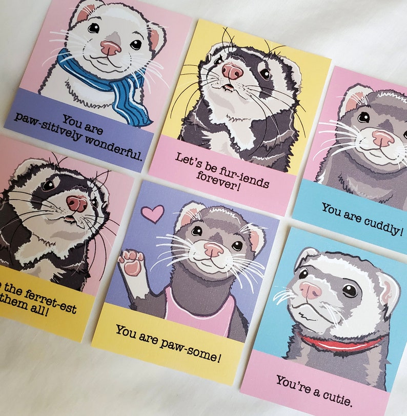 Ferret Valentines Mini Eco-friendly Set of 6 | Etsy