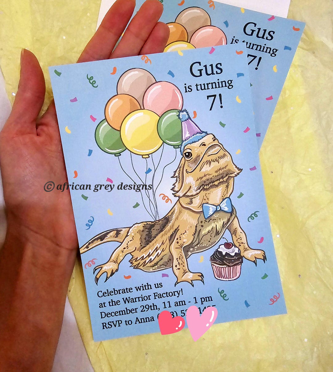 Reserved 30 Bearded Dragon Birthday Invitations With Matching Linen ...